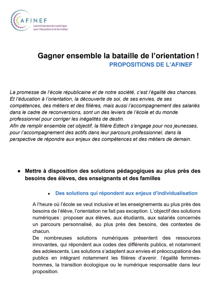 AFINEF – Les entreprises du numérique pour l'éducation et la formation